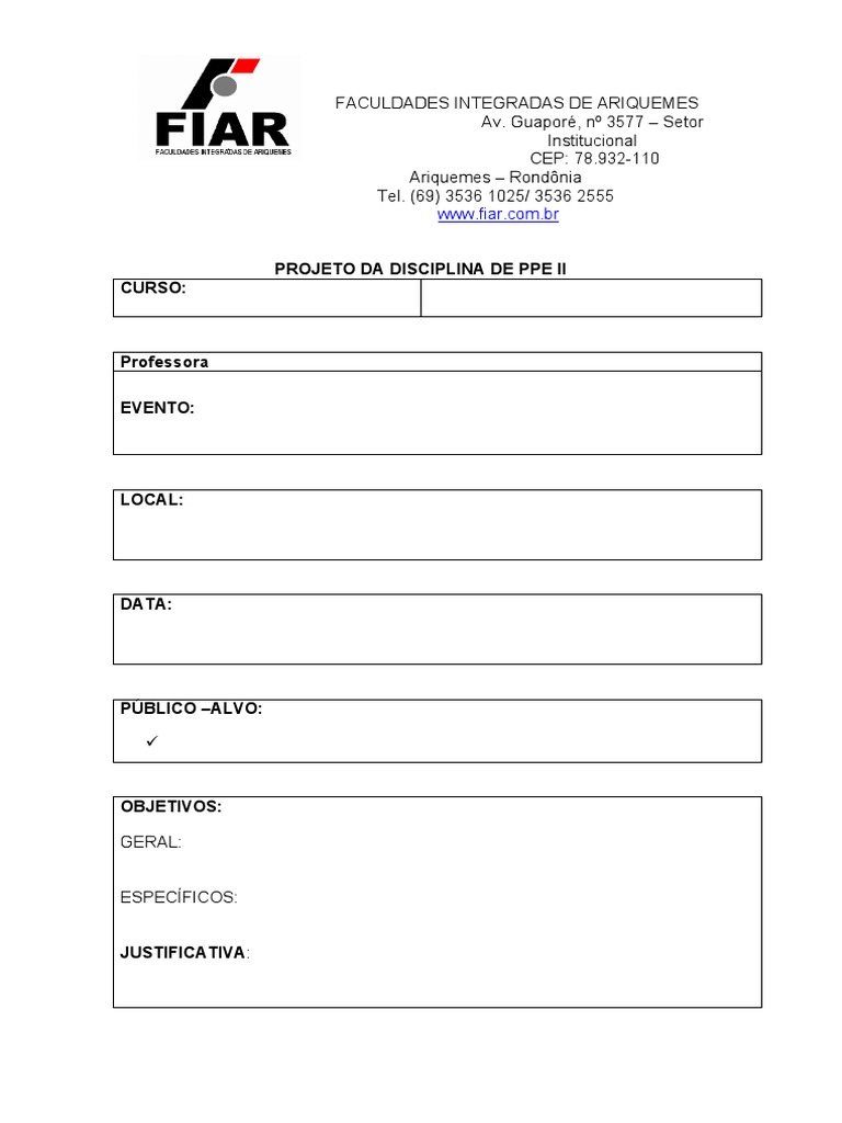 modelo de projeto | PDF