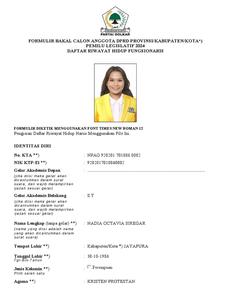 CV Nadia Octavia Siregar, S.T PDF | PDF