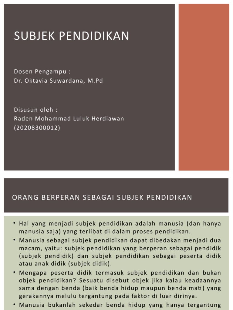 Peserta Didik sebagai Subjek Pendidikan | PDF | Karier & Perkembangan ...