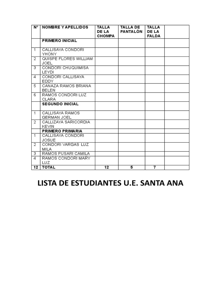 LISTA DE ESTUDIANTES | PDF