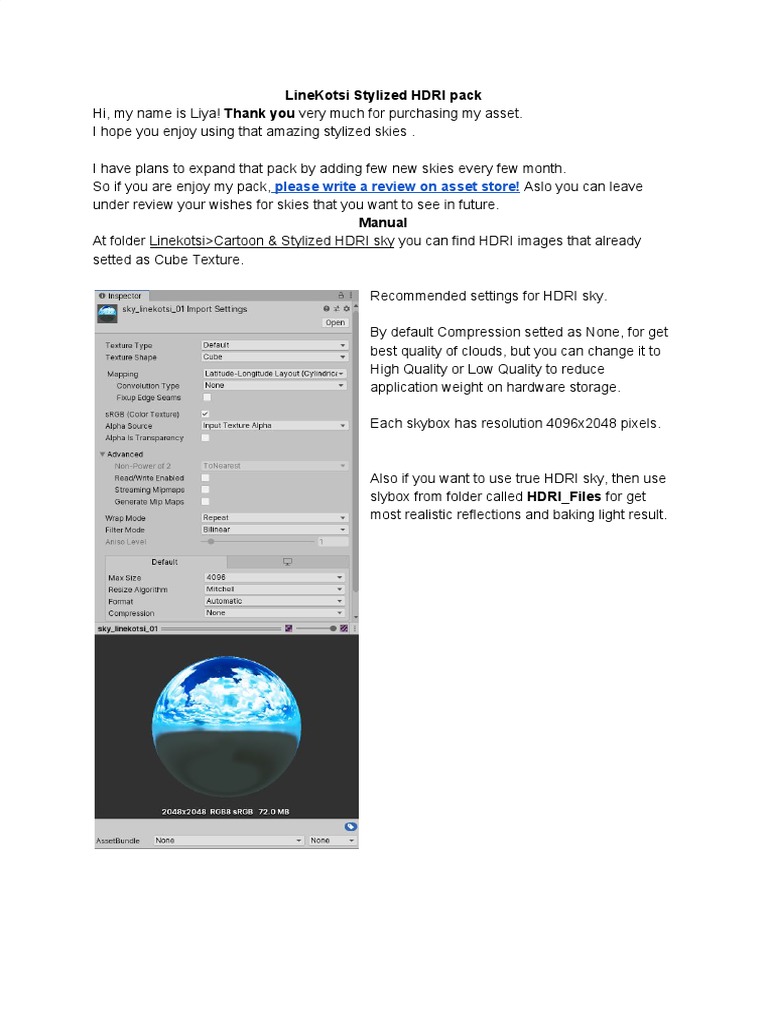 Stylized HDRI Sky Pack for Unity | PDF