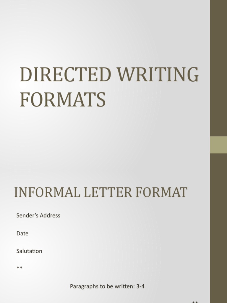 DIRECTED WRITING FORMATS (O'level) | PDF