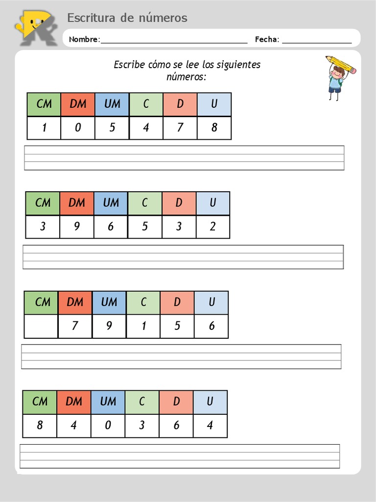 Actividad Numeros de 6 Cifras Escritura | PDF