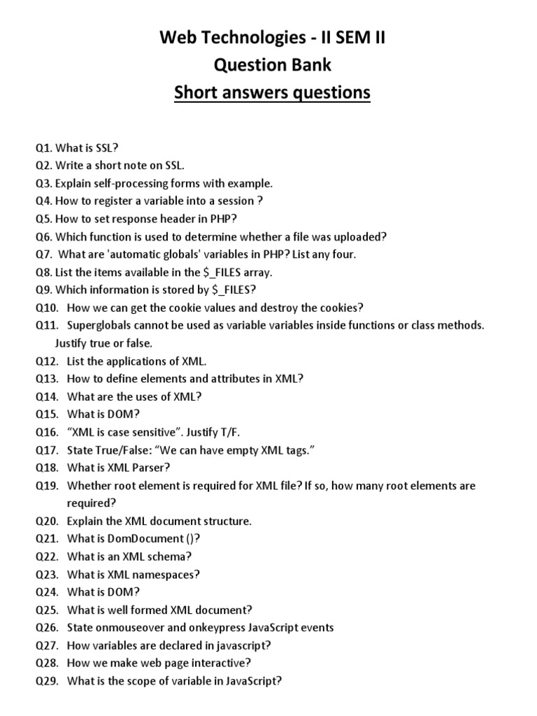 Php Sem Ii Question Bank Pdf Ajax Programming Java Script 6318