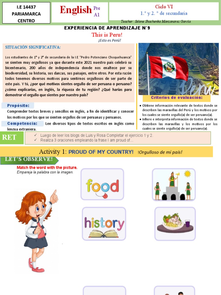 INGLÉS EXP 8 Actividad 4 | PDF | Perú