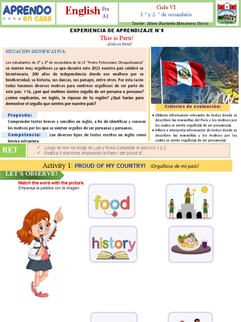 INGLÉS EXP 8 Actividad 4 | PDF | Perú