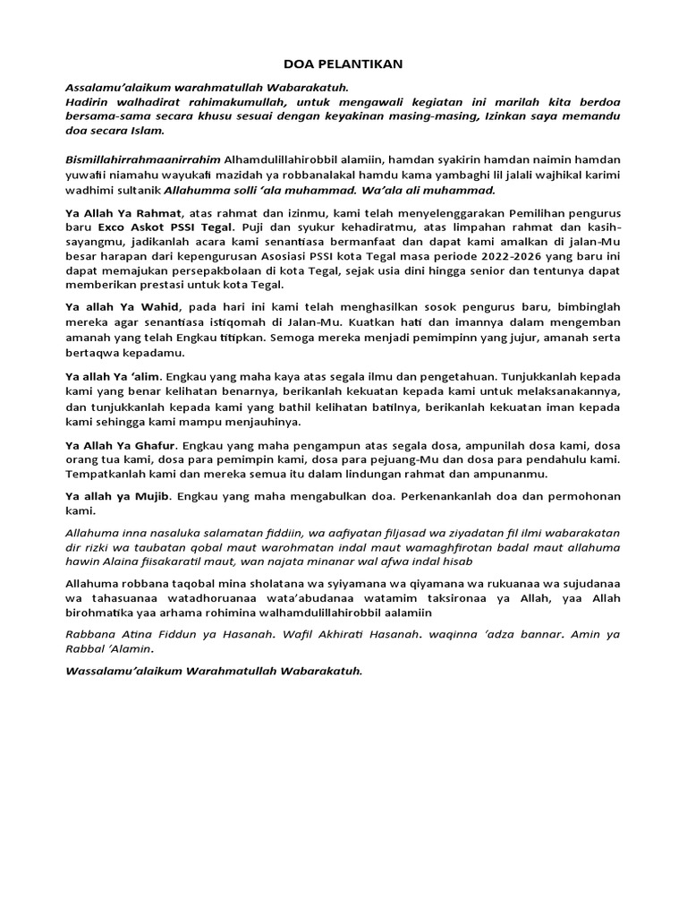 Doa Pelantikan | PDF