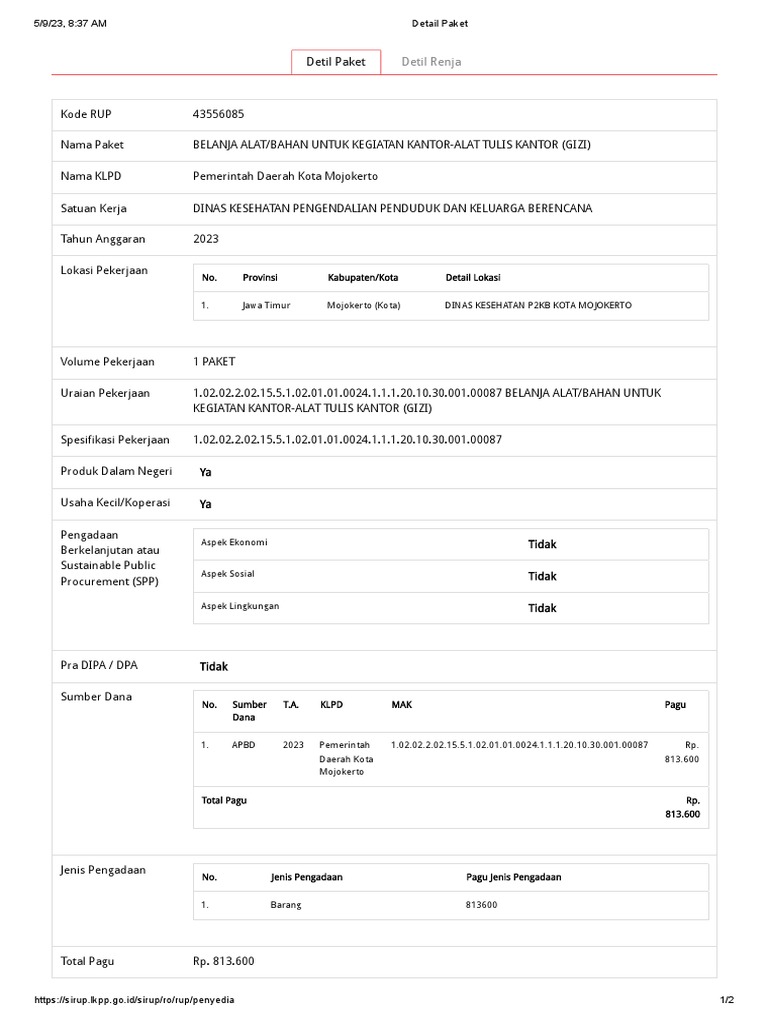 Pengadaan ATK Dinkes Mojokerto | PDF