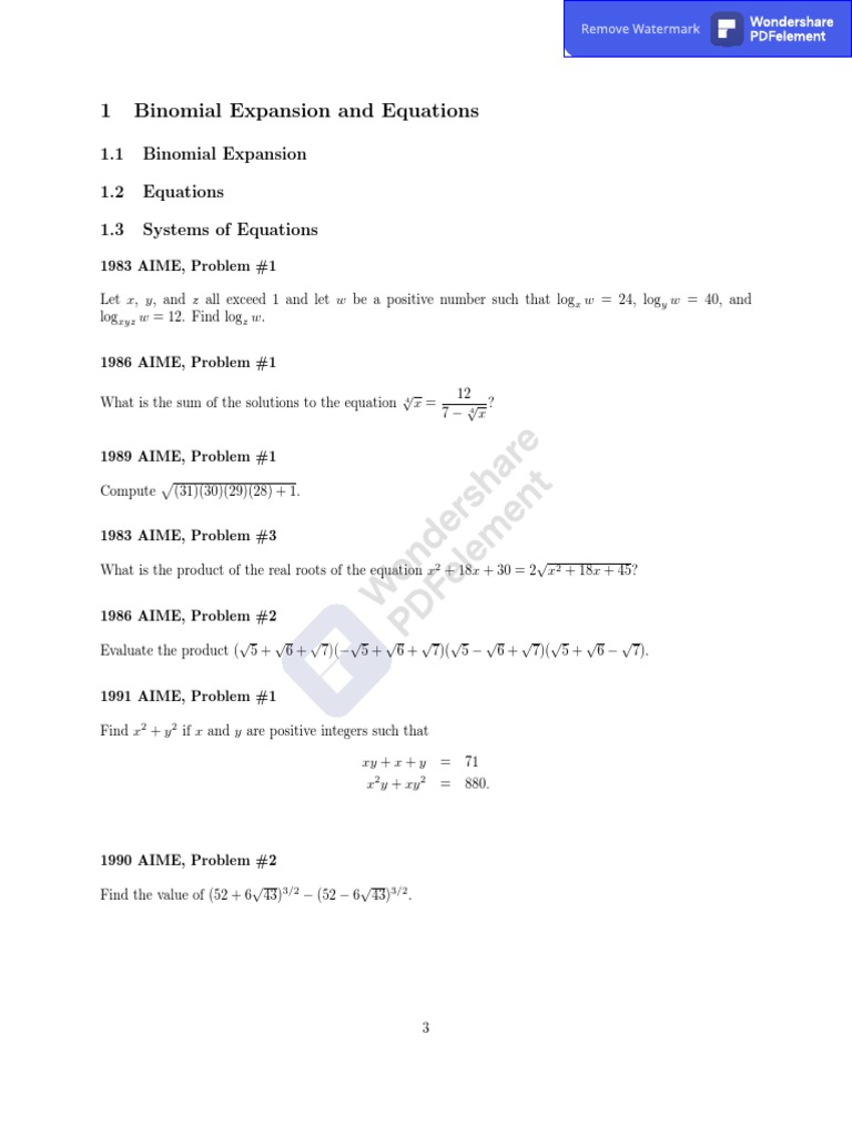 AIME Problems Overview and Solutions | PDF