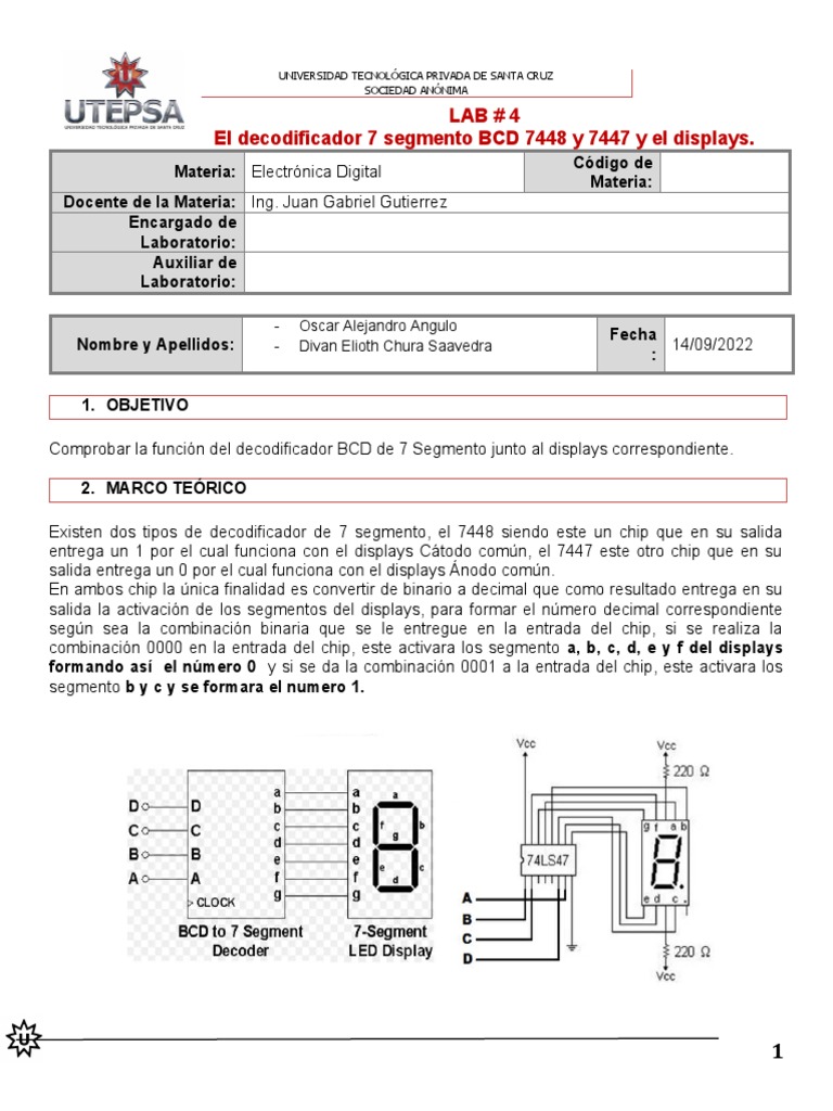 Funcionamiento del Decodificador 7448 | PDF | Informática | Electrónica