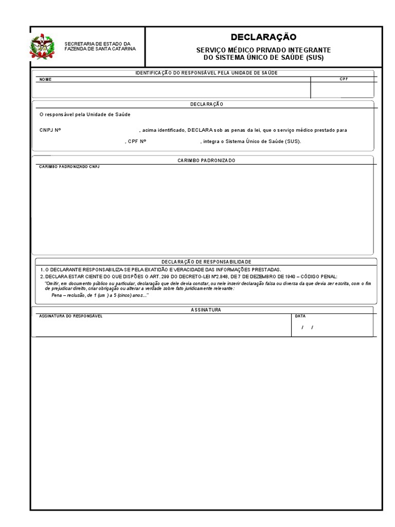 Declaracao Integrante SUS | PDF