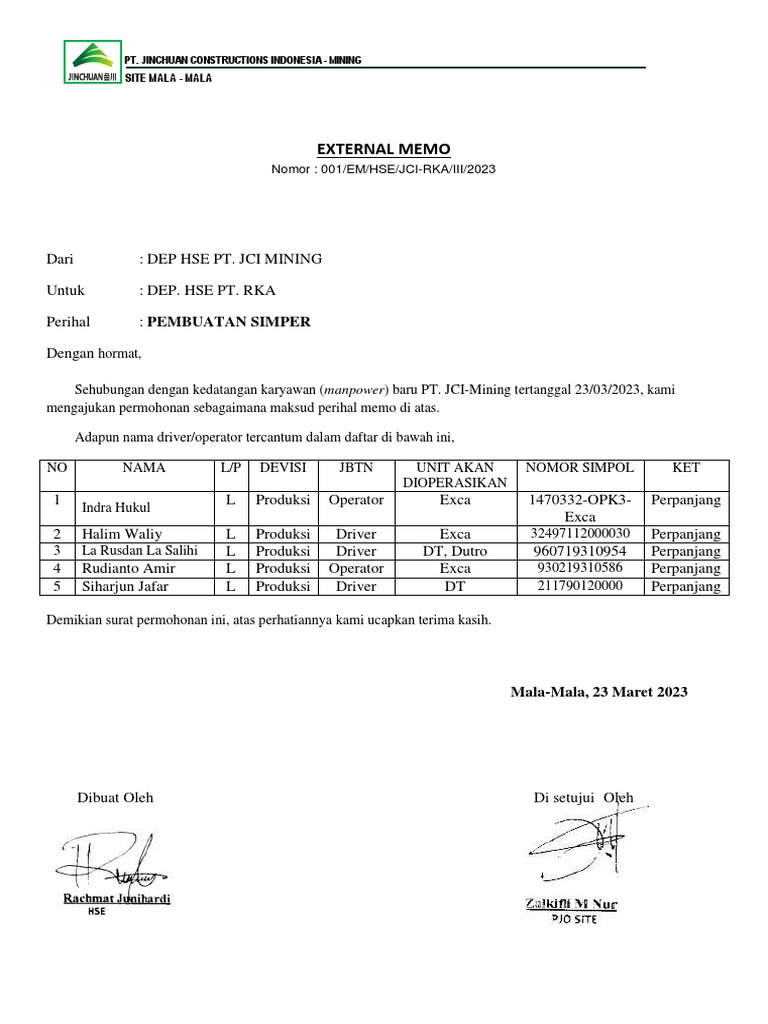 DAFTAR NAMA PENGAJUAN SIMPER Maret 2023 | PDF