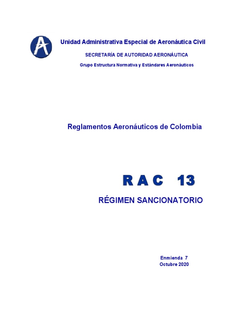 RAC 13 - Régimen Sancionatorio PDF | PDF | Aeropuerto | Regulación