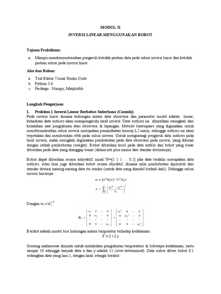 Inversi Linear Berbobot untuk Data Outlier | PDF
