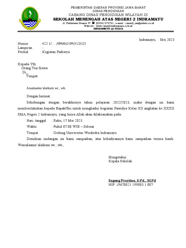 Surat Undangan Orang Tua | PDF Surat Undangan Orang Tua | PDF