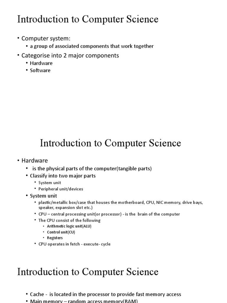 Intro to Computer Science Basics | PDF | Computer Data Storage ...