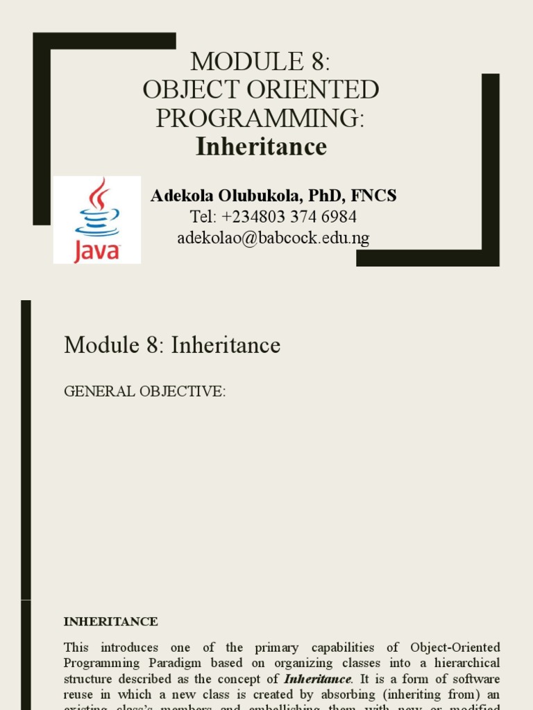 Module 8 Cosc 205 Inheritance N Poly Pdf Inheritance Object Oriented Programming Class 