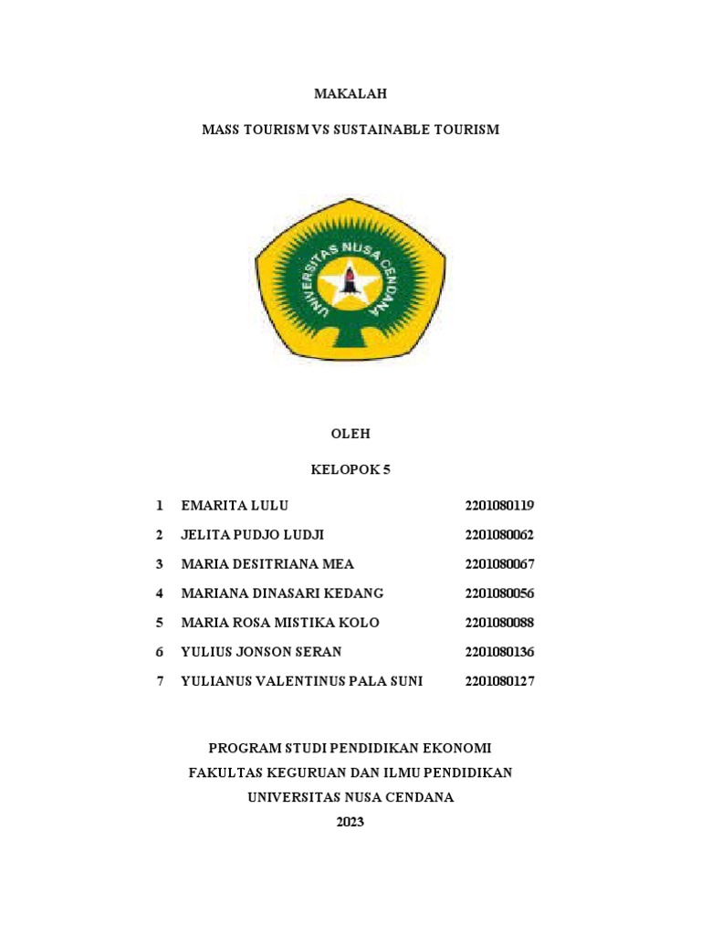 Mass Tourism dan Sustainable Tourism | PDF