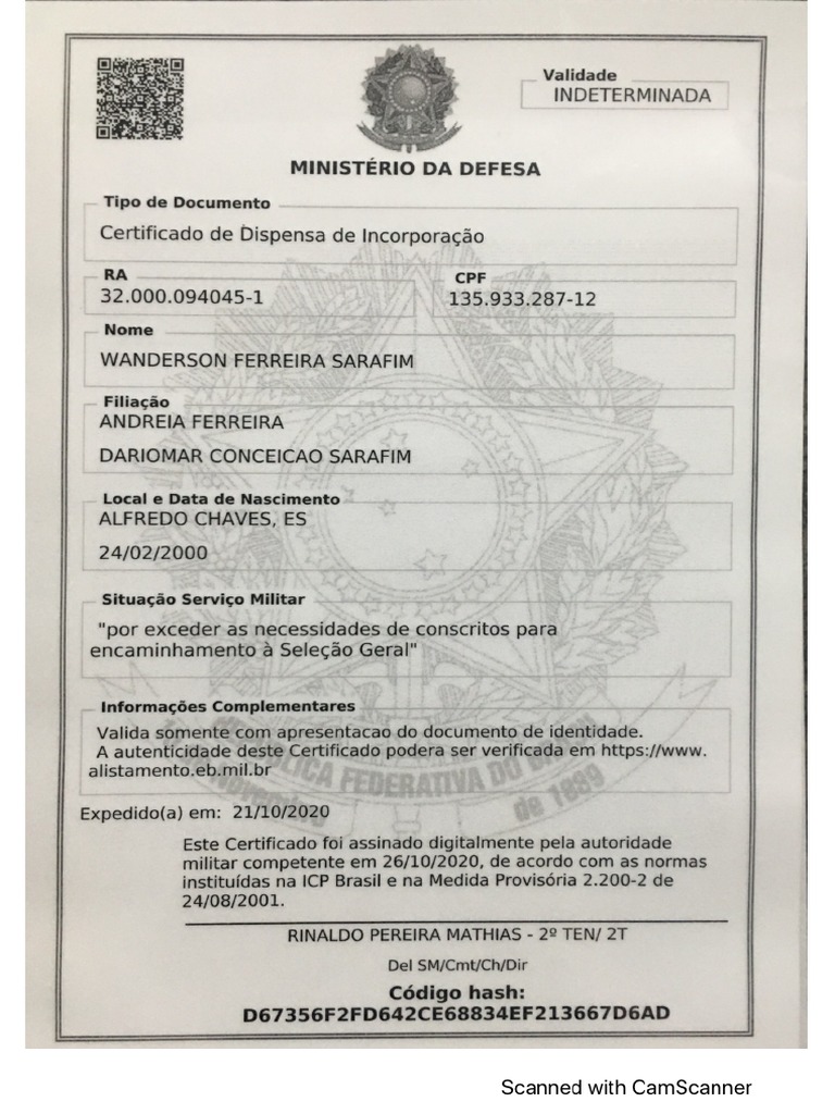 Certf. RESERVISTA | PDF