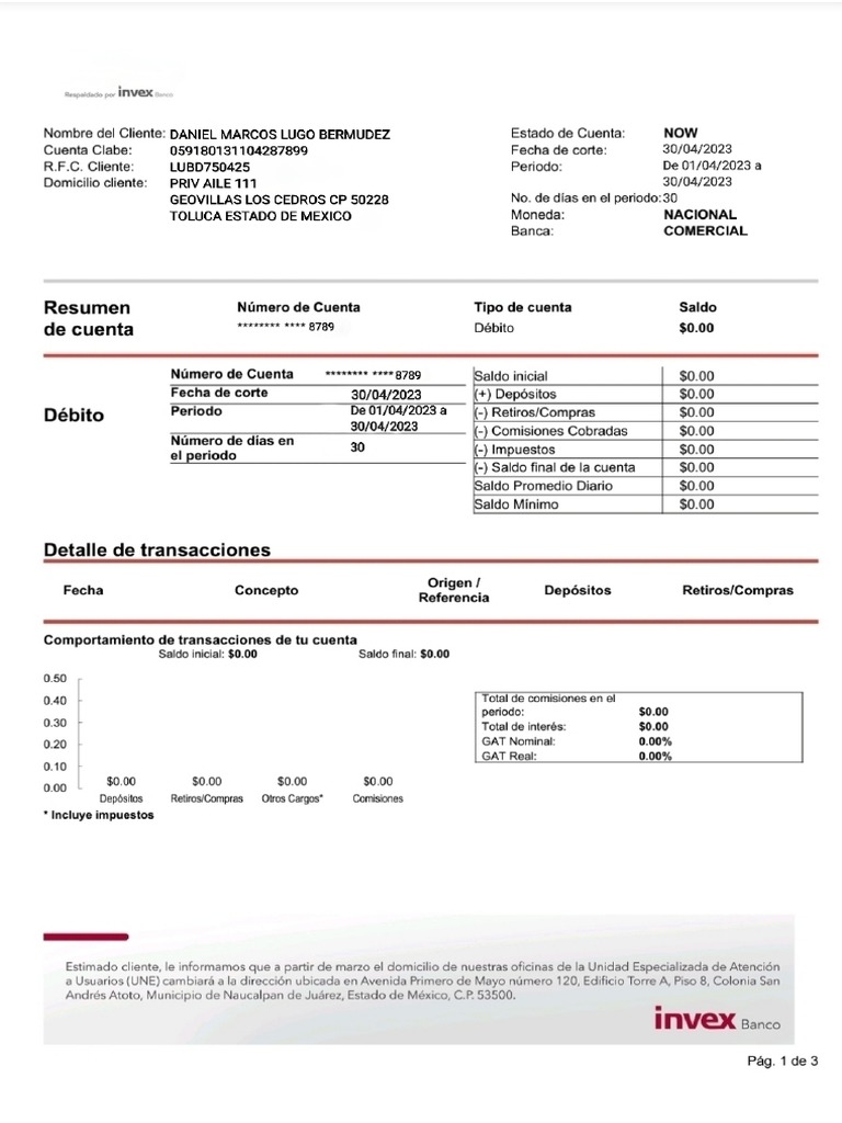Estado de Cuenta INVEX | PDF
