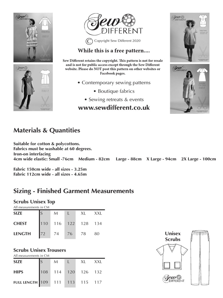 Unisex Scrubs Instructions Layouts A4 | PDF | Seam (Sewing) | Fashion