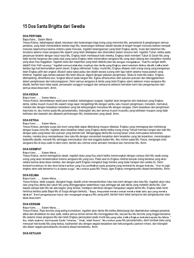 15 Doa Santa Brigitta Dari Swedia PDF | PDF