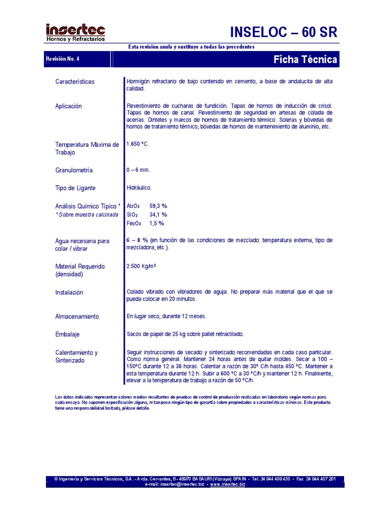 INSELOC-60SR Insertec PDF | PDF | Hormigón | Tratamiento a base de calor