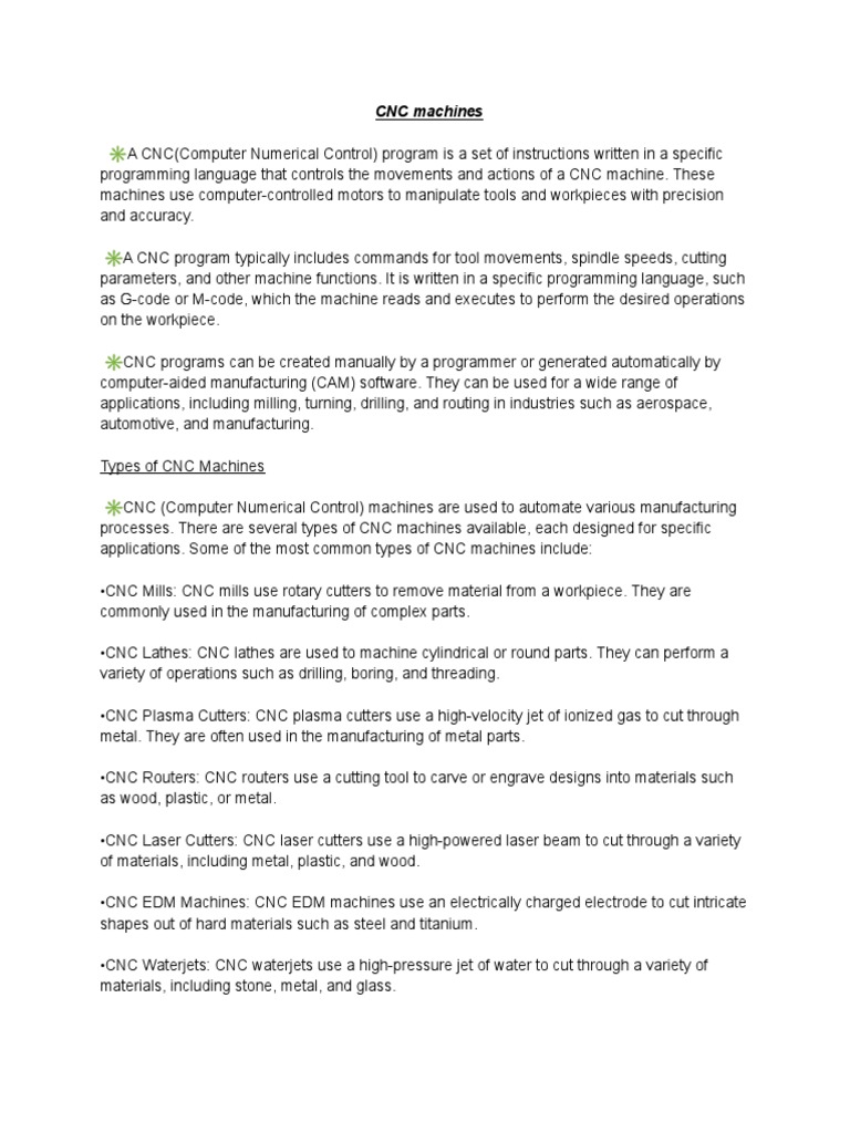 CNC Machines PDF | PDF | Numerical Control | Industrial Processes