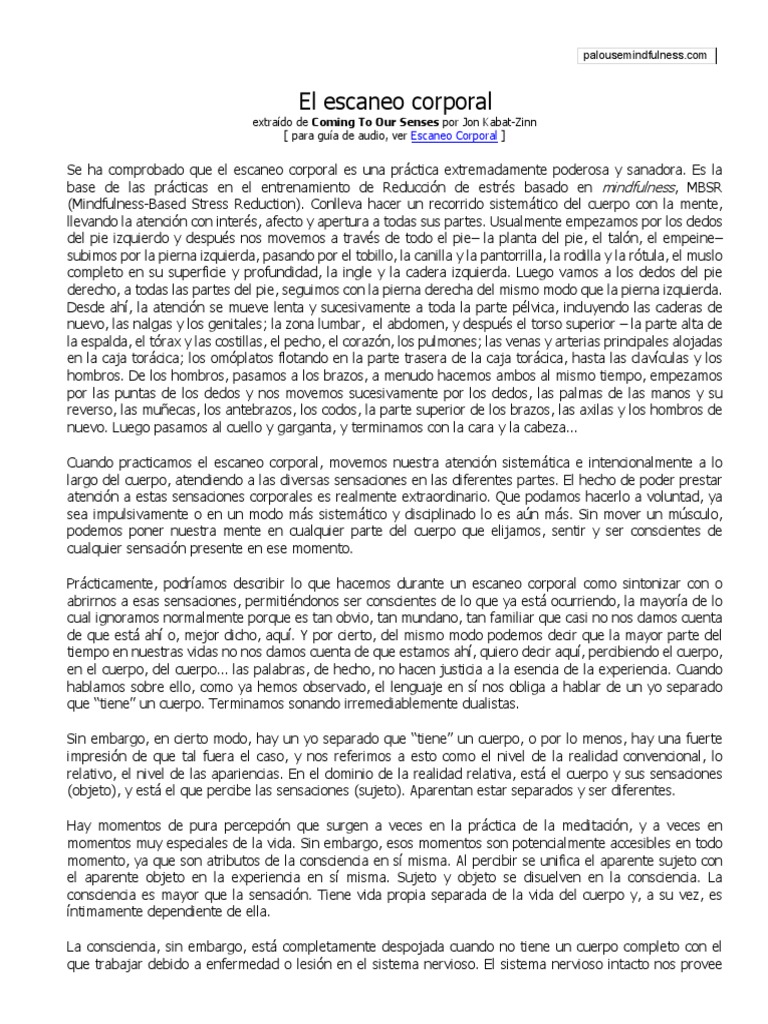 Escaneo Corporal | PDF | Experiencia | Dolor