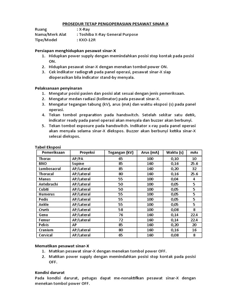 PROTAP Alat Radiologi LKK-2011 | PDF