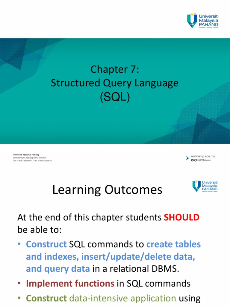 BCI2023 Chapter7 SQL v1.2 PDF | PDF | Relational Database | Sql