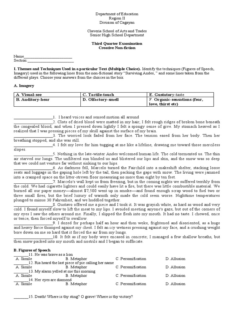 1st Quarter Examination | PDF