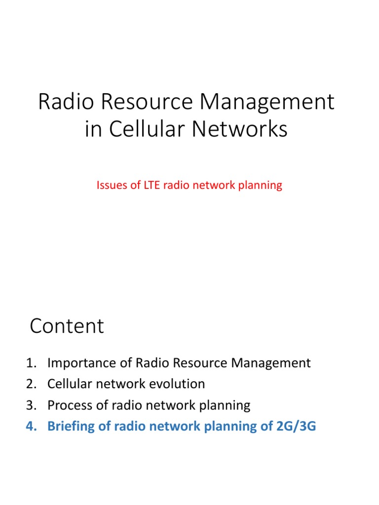 Radio Resource Management in Cellular Networks: Planning for LTE | PDF