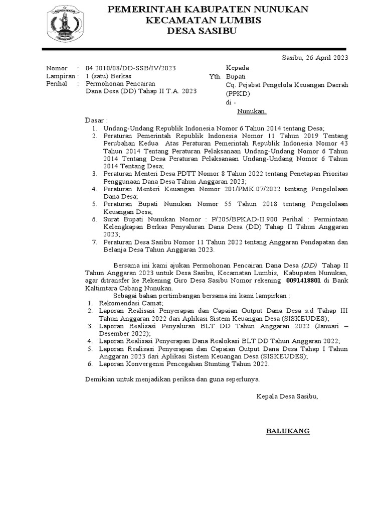 Contoh Surat Permohonan DD Tahap II 2023 | PDF