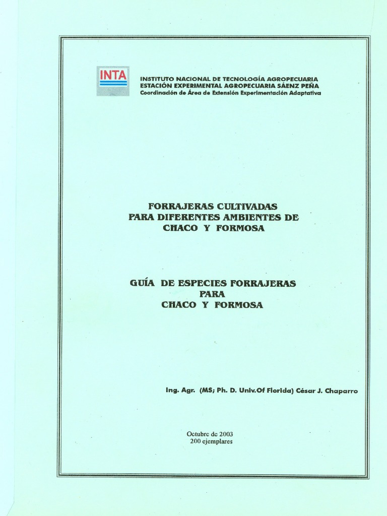 Chaparro, C. 2003. Pasturas Cultivadas Chaco y Formosa | PDF | Pasto ...