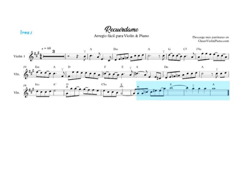 Recuerdame Notas Violin | PDF
