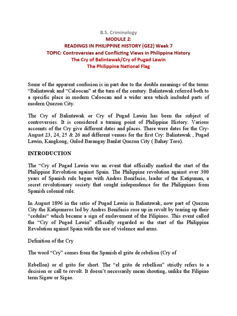 Lesson 7 - Cry of Balintawak | PDF | Philippines