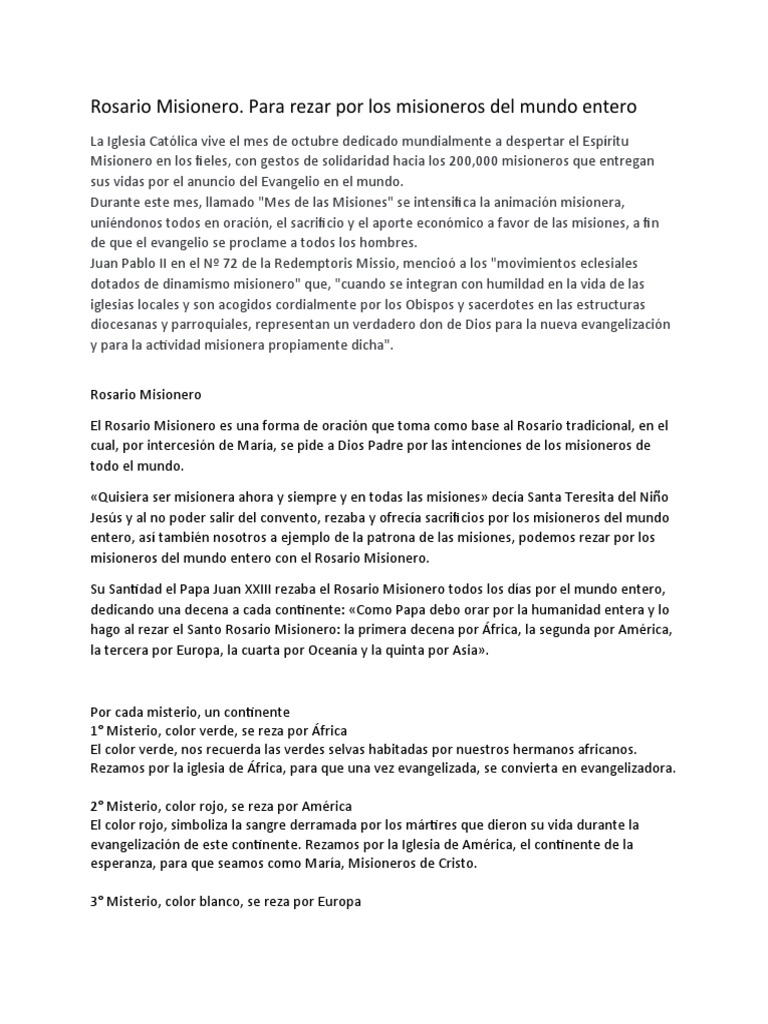 Rosario Misionero | PDF | Rosario | Oración