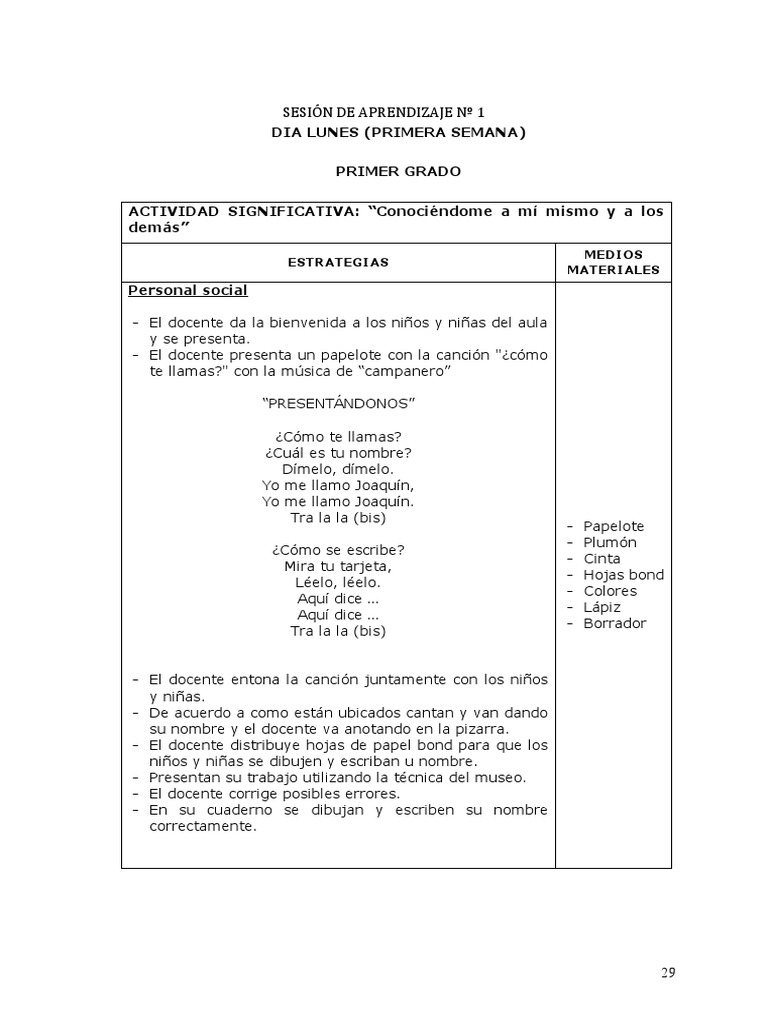 1er Grado Sesiones | PDF | Salón de clases | Maestros
