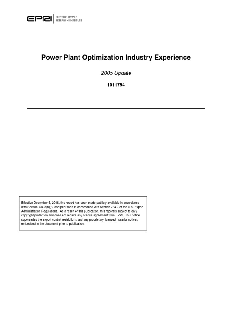 EPRI Power Plant Optimization Industry Experience | PDF | Coal | N Ox