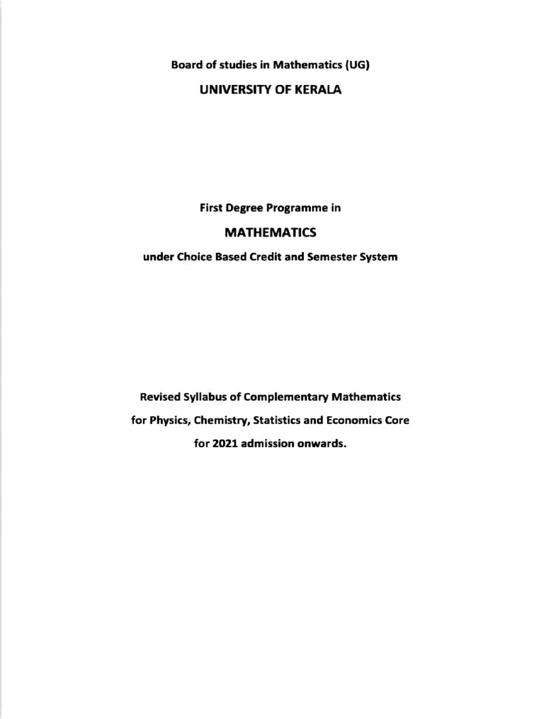 7 B Revised Syllabus of Complementary Mathematics For Physics Chemistry ... 7 B Revised Syllabus of Complementary Mathematics For Physics Chemistry ...