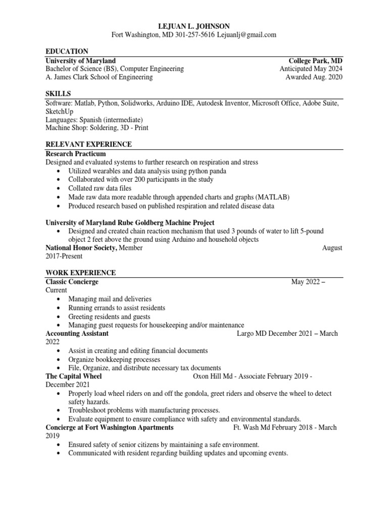 Ljohnson Resume | PDF | Engineering | Computing
