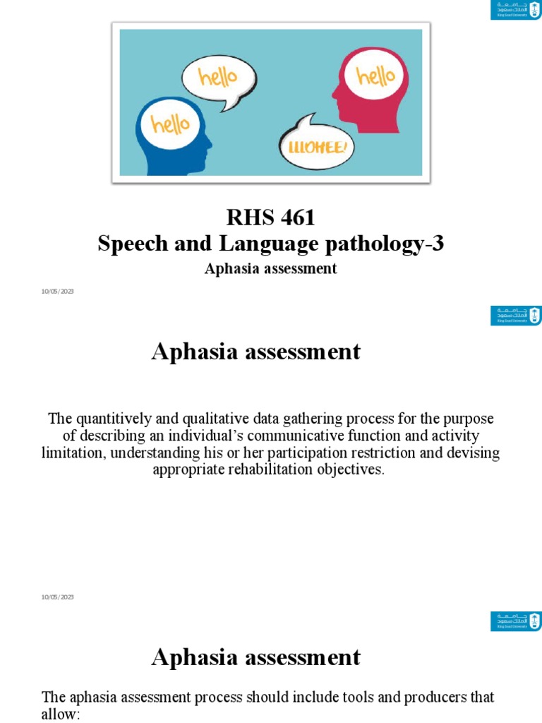 Aphasia Assessment Lecture | PDF | Speech | Aphasia
