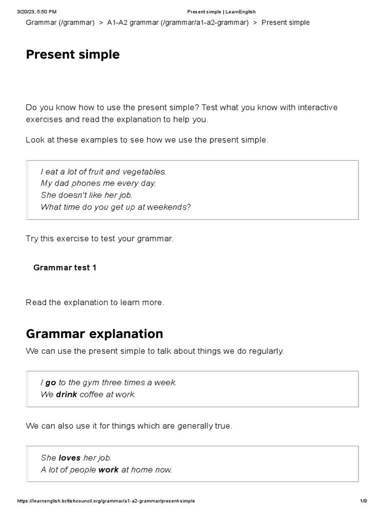 Present Simple - LearnEnglish | PDF | Question | Linguistics