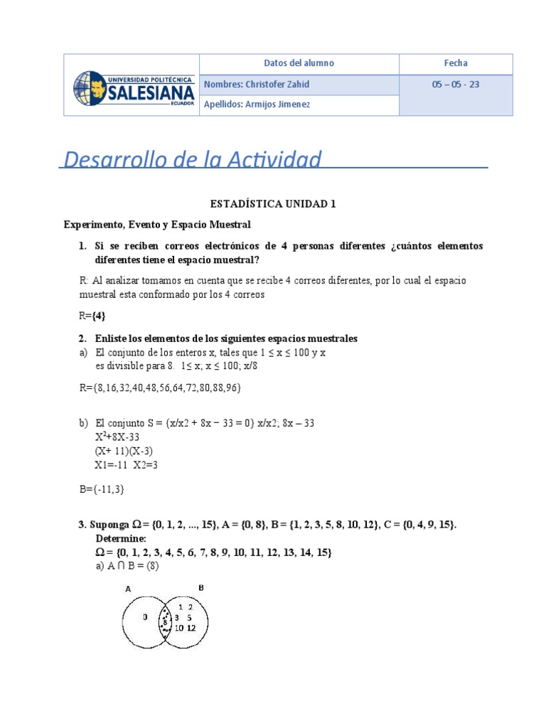 Anyelo Macas Estadística U1 S1 | PDF | Probabilidad | Probabilidades y estadísticas