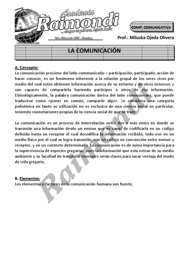 1058 1ra Semana Comunicaci N PDF | PDF | Comunicación | Información