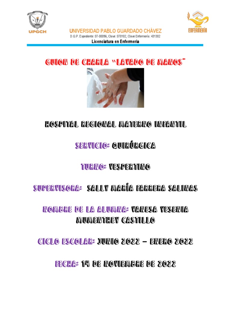 Guion de Charla Lavado de Manos Vanesa Mumenthey 2 | PDF | Lavado de ...
