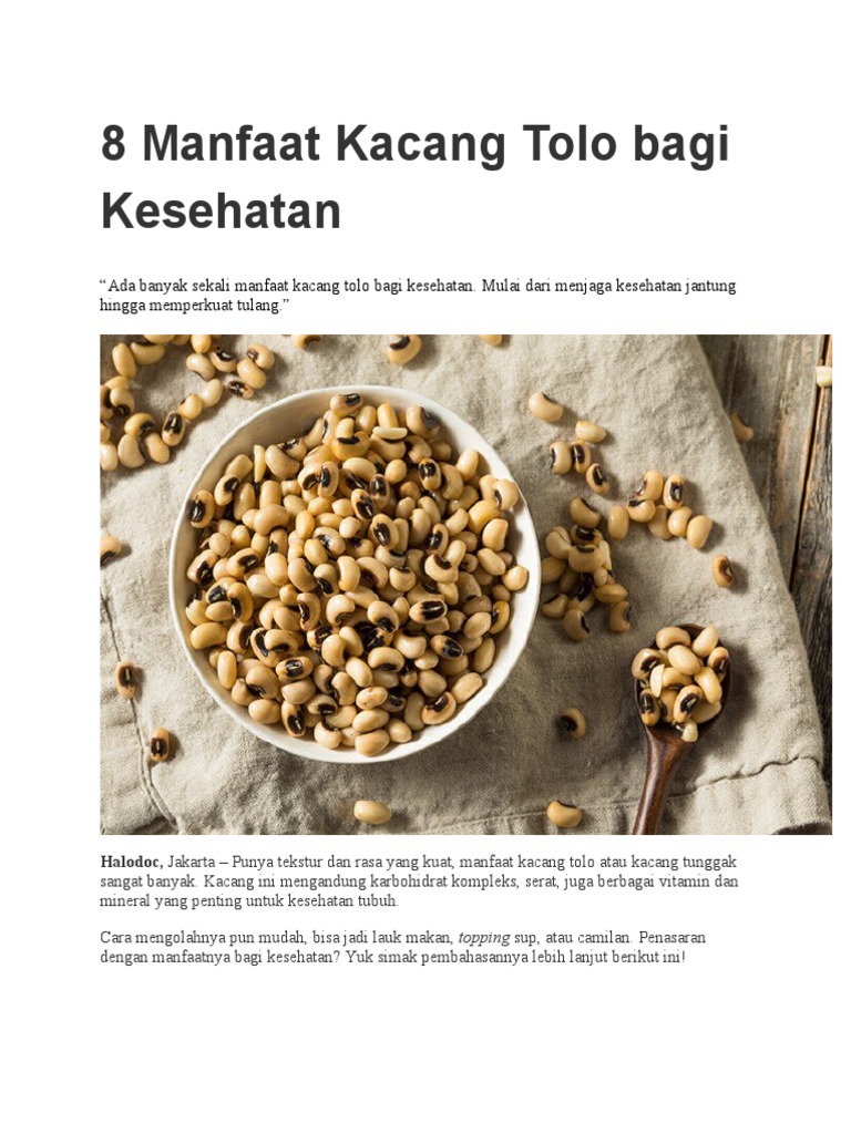 8 Manfaat Kacang Tolo Bagi Kesehatan | PDF