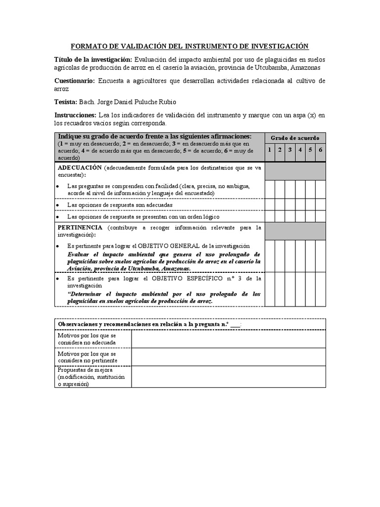 Validación Instrumento Investigación Tito | PDF | Cuestionario