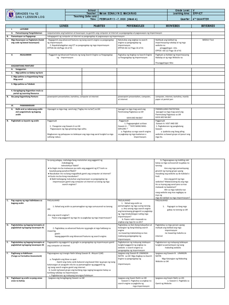 Epp 5 - Q4 - W4 DLL | PDF